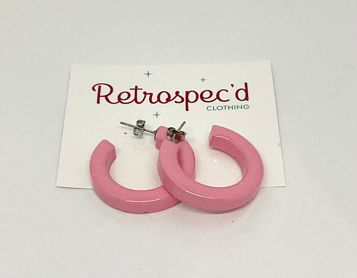 Rosie small Pink Hoop Earrings Vintage Dress