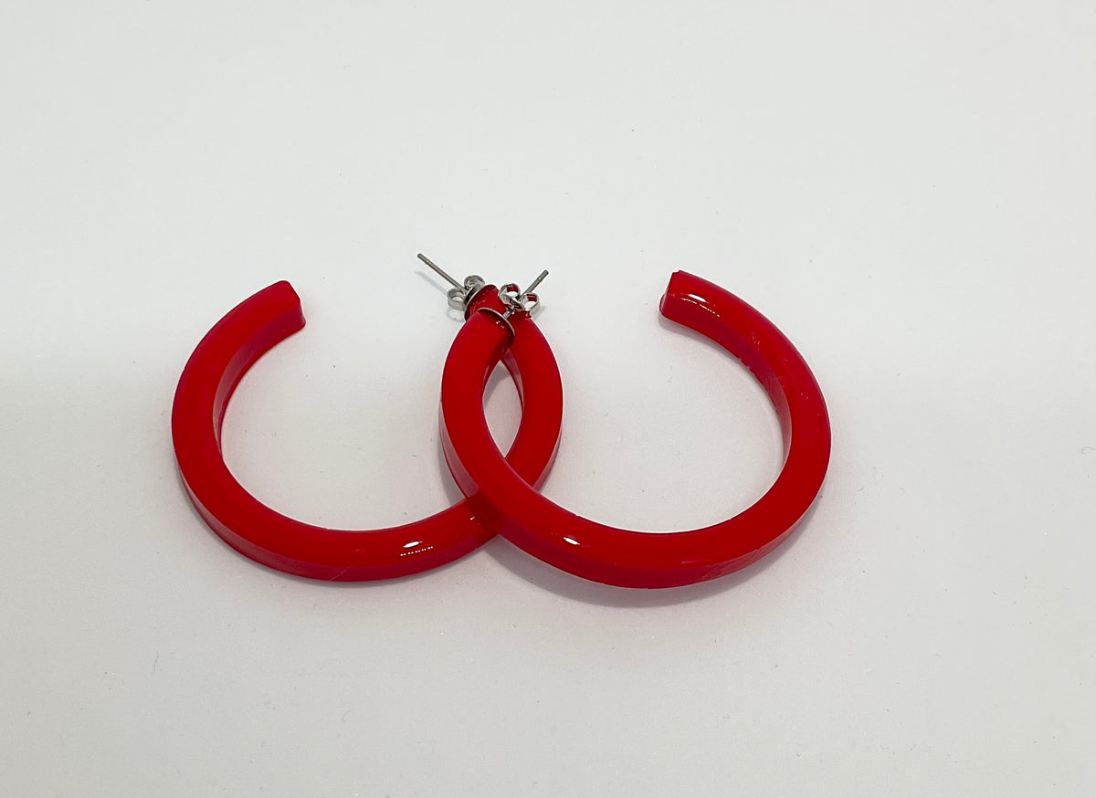Rosie Large Red Hoop Earrings Vintage Dress