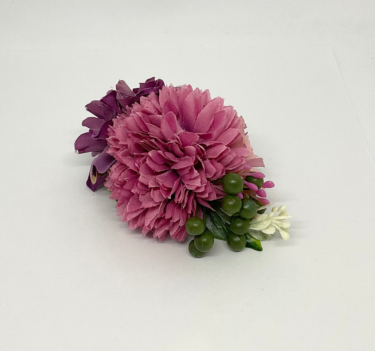 Dusty pink Pom Hair Flower – Retrospec'd Clothing