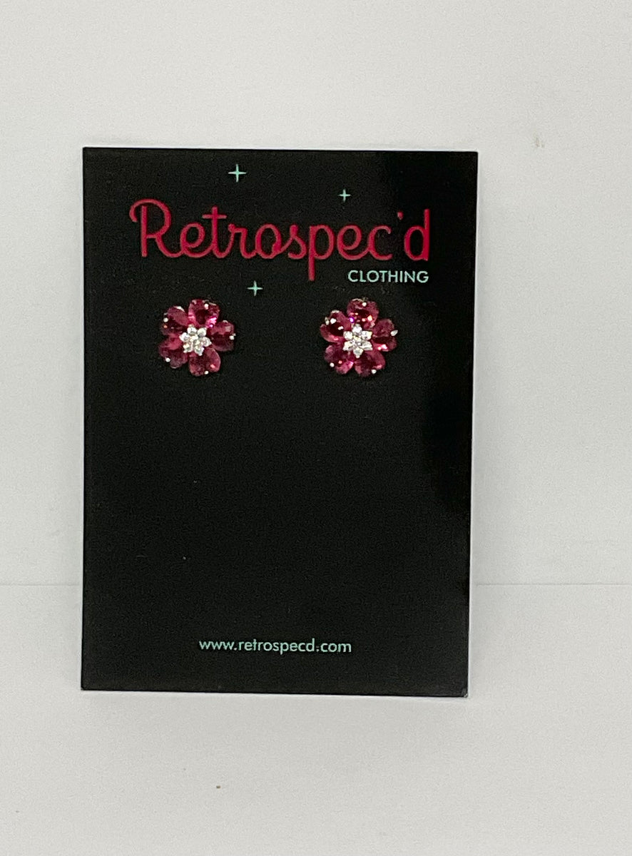 Dainty Gem Earrings Rose pink Vintage Dress