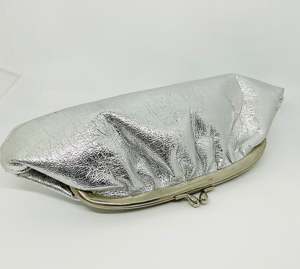 Vintage Original Silver Pleather Clutch Purse Vintage Dress
