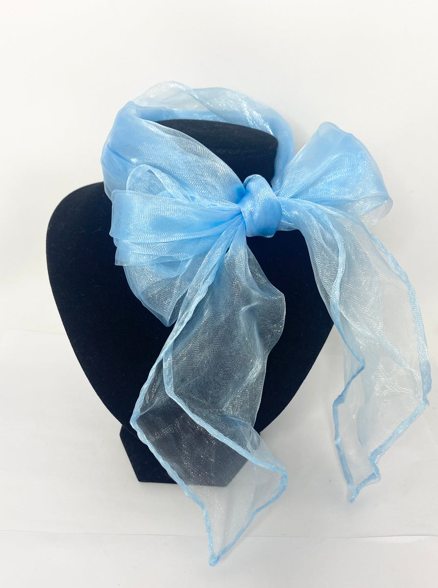 Pin Up 1950s vintage style nylon Head/Neck Scarf Light Blue Vintage Dress