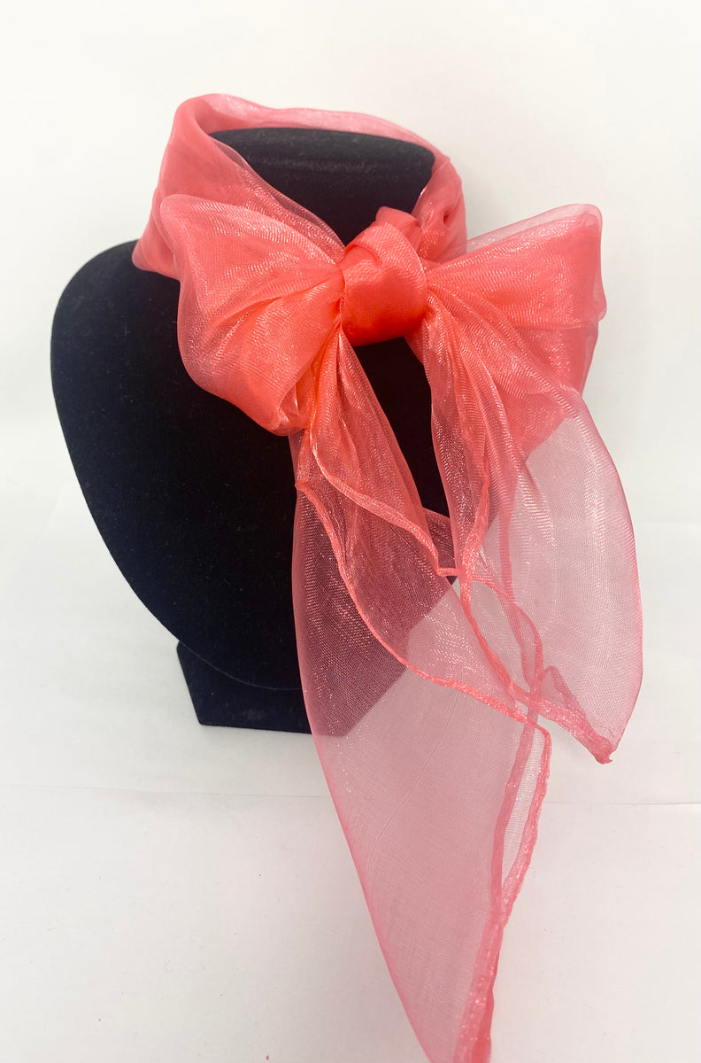 Pin Up 1950s vintage style nylon Head/Neck Scarf Coral Vintage Dress